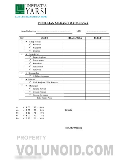 Dokumen dan Contoh Laporan Magang Universitas YARSI