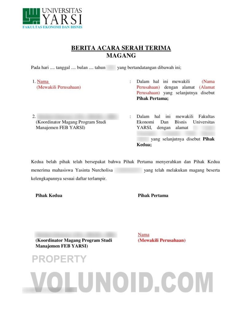 Dokumen dan Contoh Laporan Magang Universitas YARSI