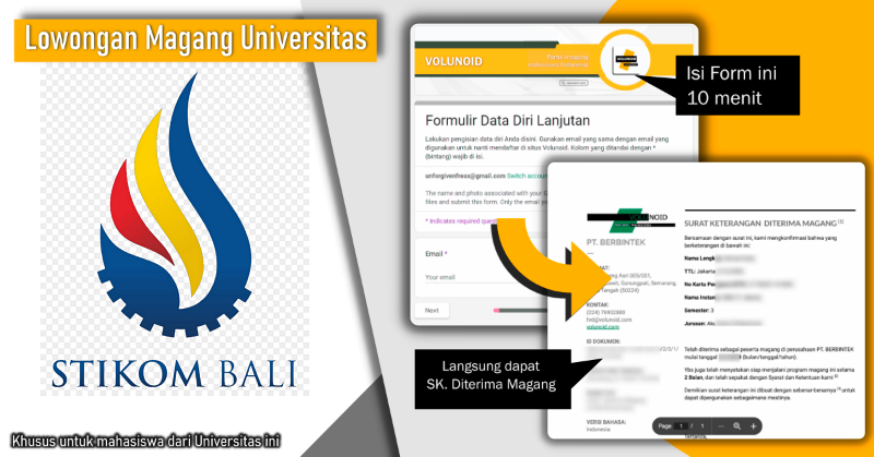 Lowongan Magang STMIK STIKOM Bali. Tanpa Seleksi ! - May 2026